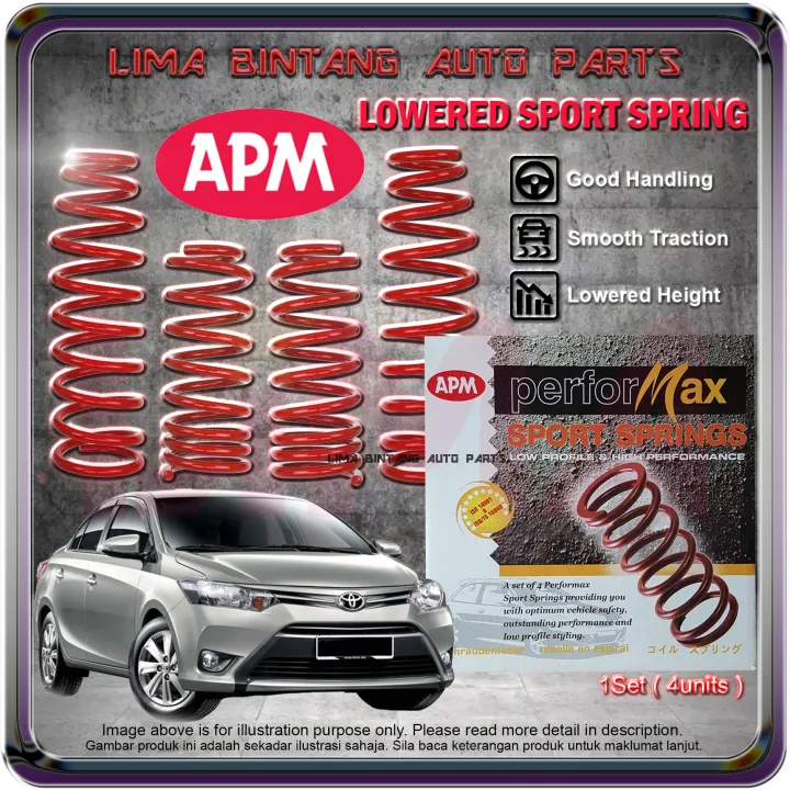 Toyota Vios Keli NCP150 Sport Spring , Lower Coil Spring Apm Performax ...
