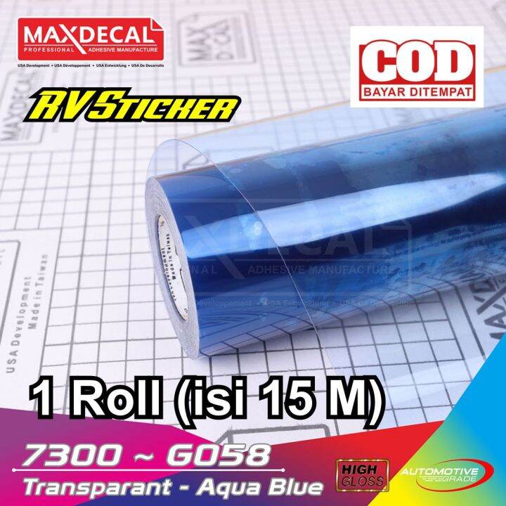 ROLL, Sticker Biru Muda Transparan/ HYbrid Maxdecal 1 roll isi 15 meter ...