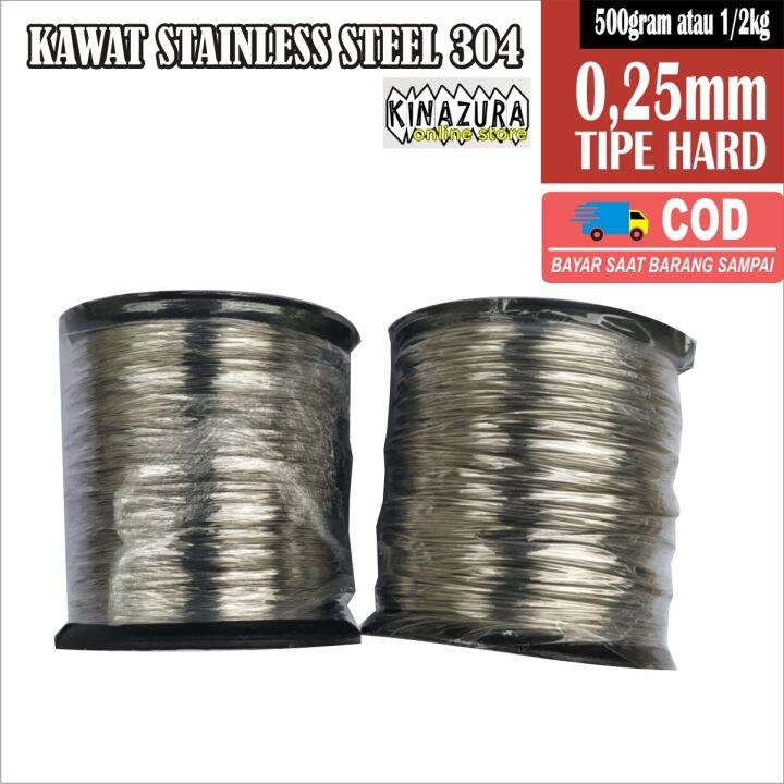 Kawat Stainless Steel SUS 304 0.25mm Hard 500gram BUATAN KOREA | Lazada ...