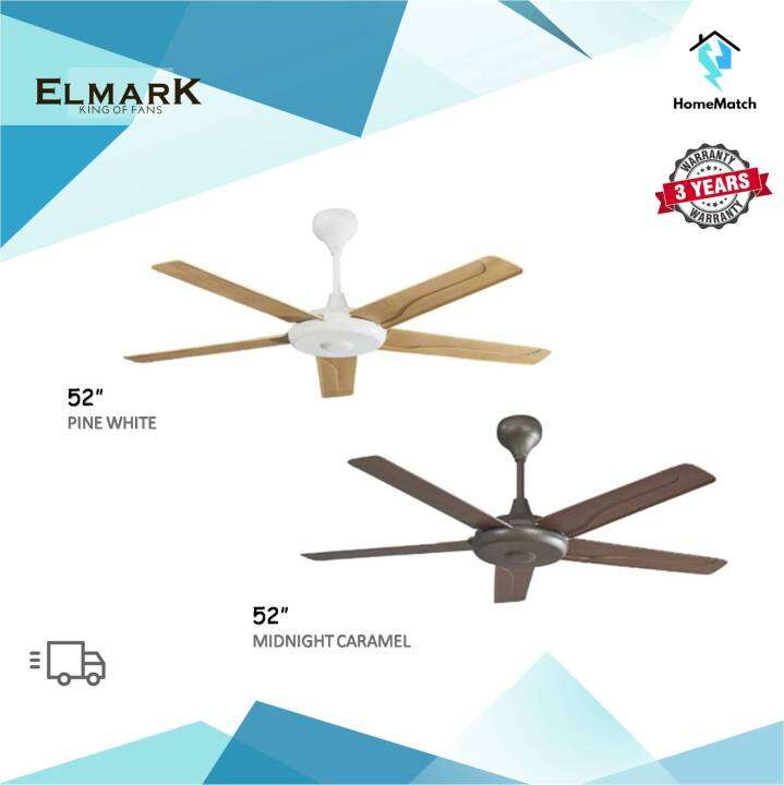 ELMARK 52" ABS Blade Ceiling Fan with Remote Pine White / Midnight ...