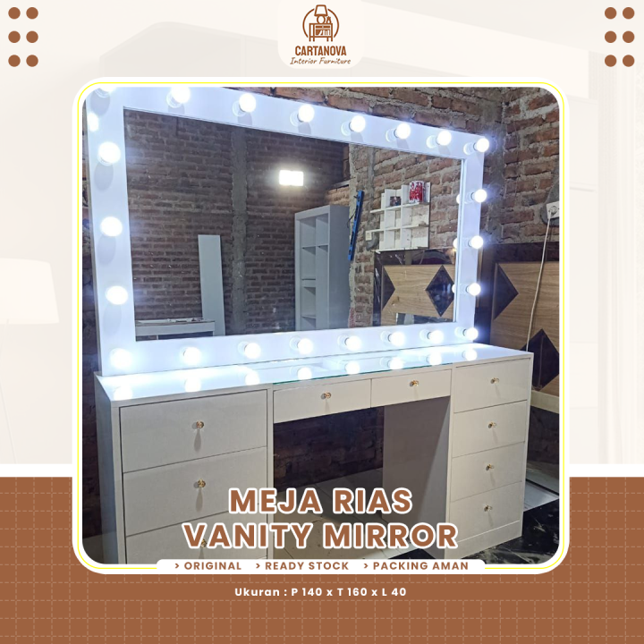 Meja Rias Cermin Lampu Vanity Mirror Frameless LED Makeup MUA Studio ...