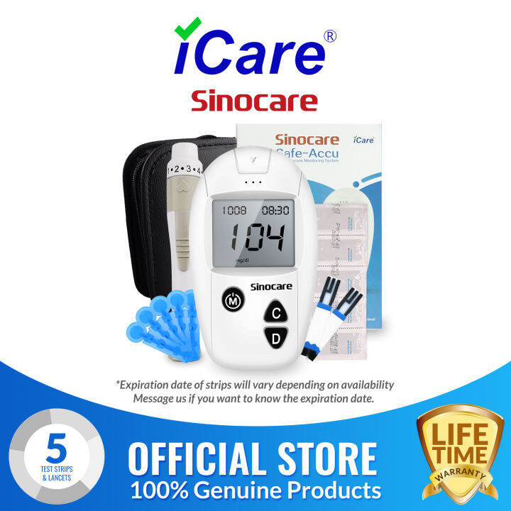 Sinocare SA05 Blood Glucose Meter SET (1 Blood Glucose Monitor + 5 ...