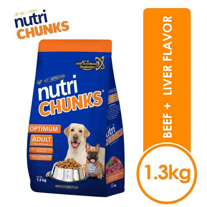 NUTRI CHUNKS OPTIMUM ADULT BEEF 1.3kg (BEEF + CHICKEN LIVER FLAVOR) – Dog Food Philippines - 1.3 ...