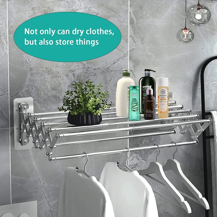 Stainless Steel Telescopic Shelf Wall Mounted Retractable Towel Rail ...