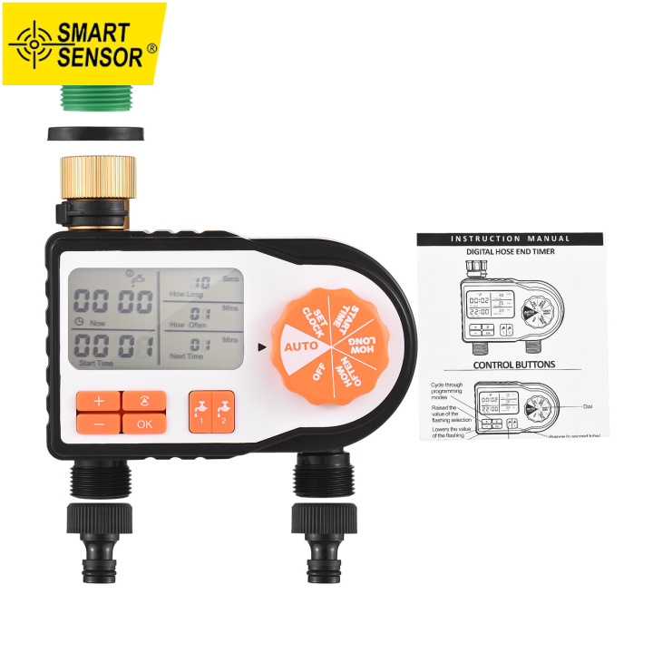 Smart Sensor Digital Automatic Watering Timer with 2 Hose Connectors ...
