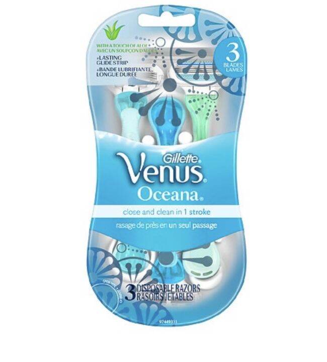 Gillette Venus Oceana Blue Disposable Razors, 3 Ea . 101% authentic ...