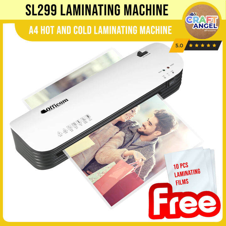 SL299 A4 Size Laminating Machine Hot and Cold | Officom Brand Compact Laminator with 10pcs ...