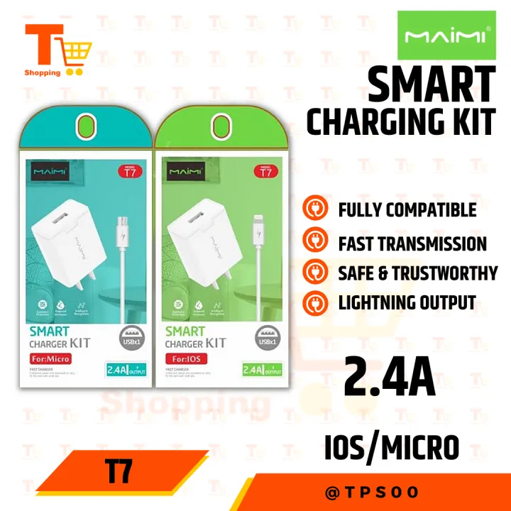 Maimi T7 Fast Charging Adapter Wall Fast Charger With Micro Usb Ios