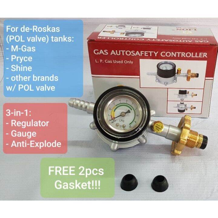 COD☎ MGas de Roskas LPG 3-in-1 Regulator Gauge Autosafety Shutoff Anti Leakage Manila Pryce ...