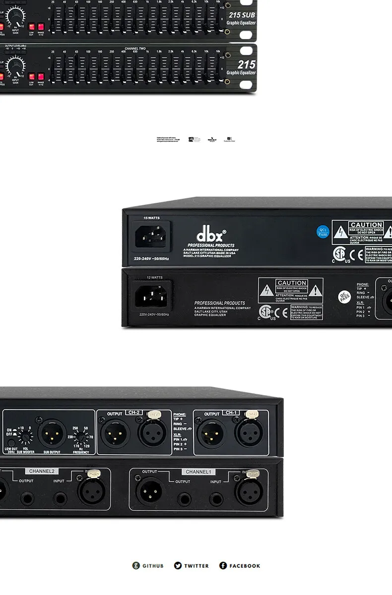 DBX 215 EQ 215SUB อีคิวปรับเสียง eq ปรับแต่งเสียง เอาต์พุตซับวูฟเฟอร์ ...