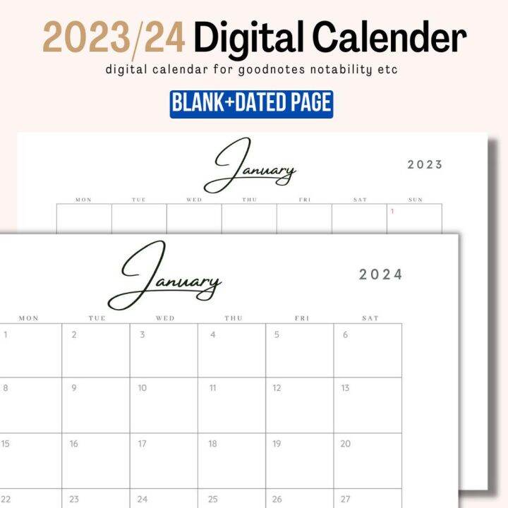 2023 Digital Calendar & Blank Monthly Calendar, Printable, Minimalist ...
