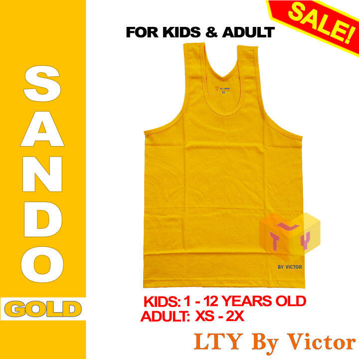 6PCS SANDO PLAIN YELLOW GOLD COTTON FOR BOY KIDS UP TO ADULT MEN JEWEL ...