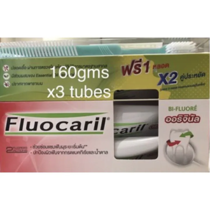 Fluocaril Original Toothpaste 160g x 3 w 2 free toothbrush | Lazada PH