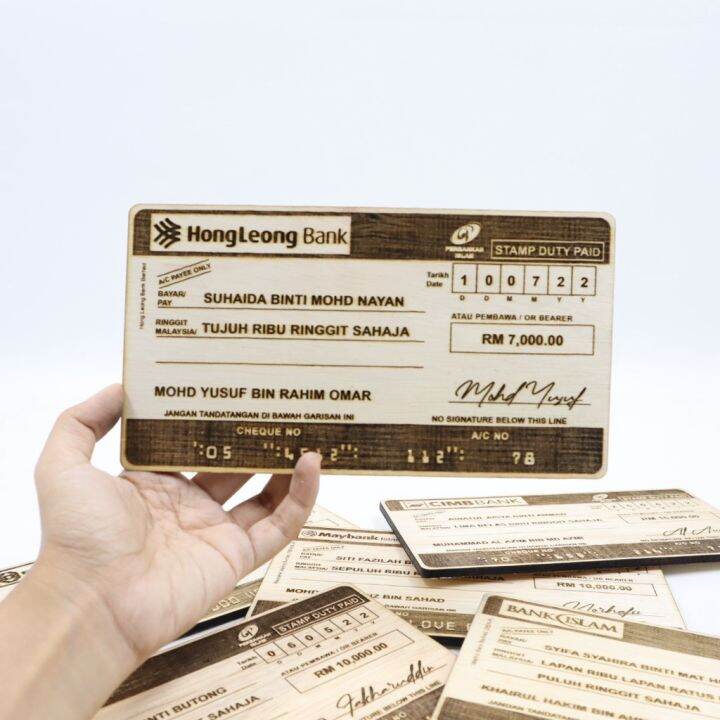 Cek Hantaran / Cek + Tapak | Replika Cek | Cheque Hantaran Nikah ...