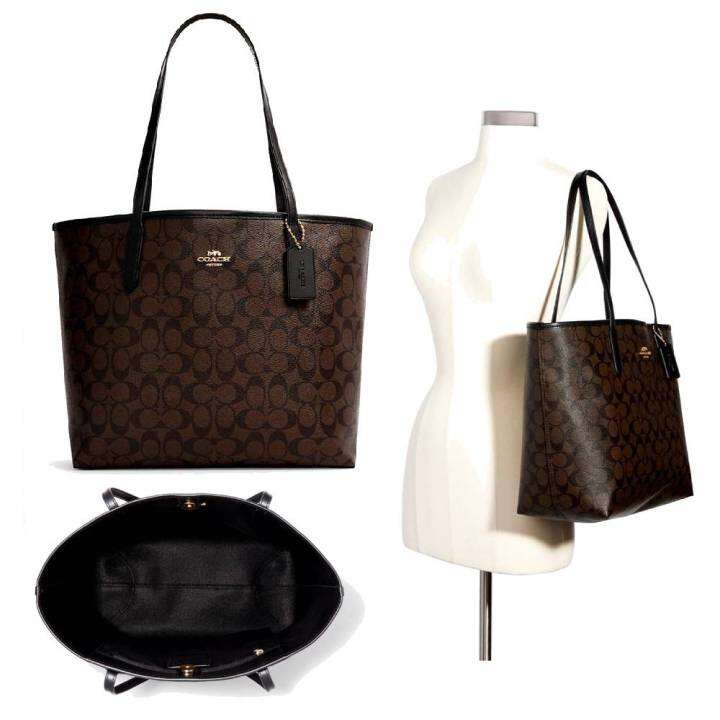 ของแท้ 💯% กระเป๋าสะพายไหล่ COACH 5696 CITY TOTE IN SIGNATURE CANVAS ...