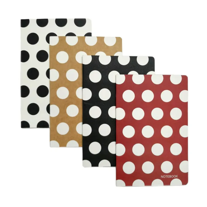 BIG WHITE DOTS THREAD SEWED THIN NOTEBOOK JOURNAL | Lazada PH