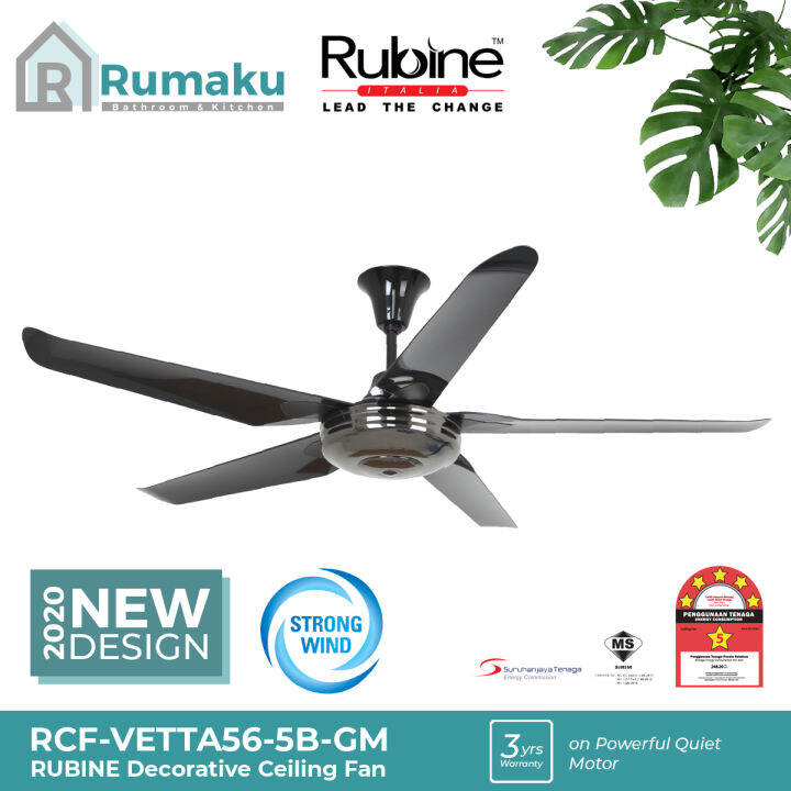 RUBINE Vetta RCF-VETTA56-5B-GM 56 Inch Ceiling Fan | Lazada