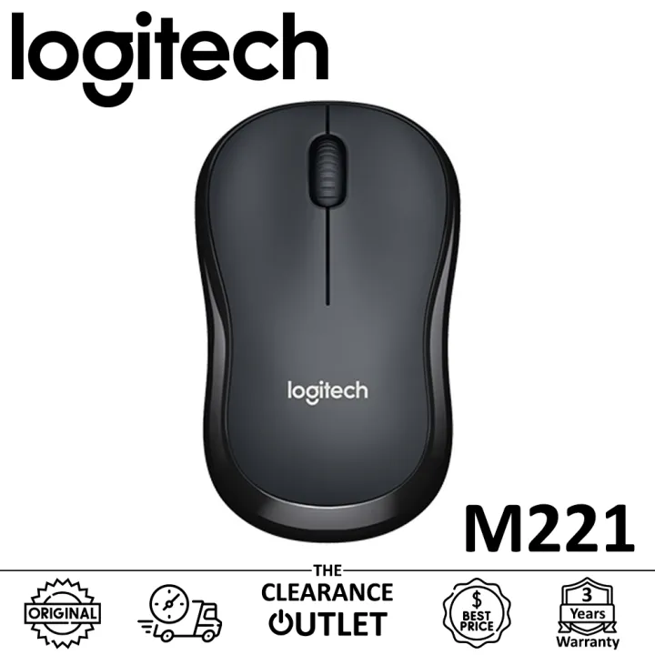Logitech M221 Silent Wireless Mouse (Black) เม้าส์เสียงคลิกเบา ไร้สาย สีดำ ของแท้ ประกันศูนย์ 3 ...
