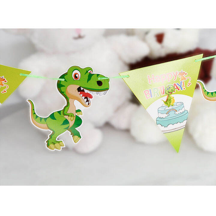 Bunting Banner HBD Happy Birthday Dino / Dinosaurus Segitiga | Lazada ...