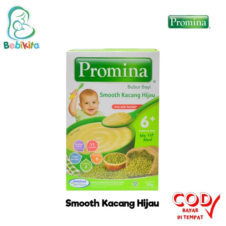 Promina Bubur Bayi Instan 6 Bulan 120gr Rasa Smooth Kacang Hijau ...