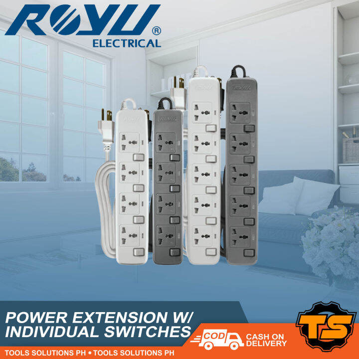 ROYU POWER EXTE INDIVIDUAL SWITCH 4 GANG AND 5 GANG 2 METER CORD ...