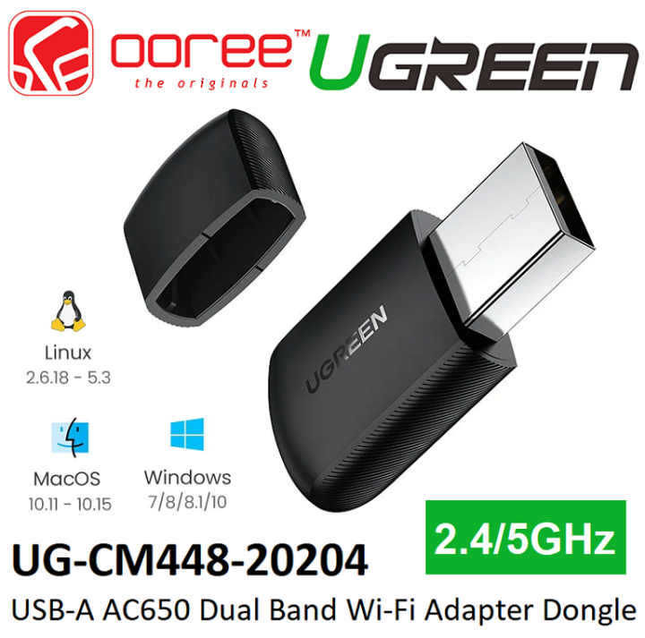 UGREEN AC650 DUAL BAND USB-A WIFI ADAPTER WIRELESS DONGLE WITH LED ...