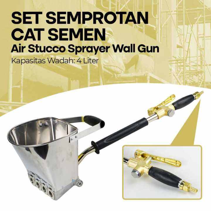 Set Semprotan Cat Semen Air Stucco Sprayer Wall Gun 4 L Tabung Atas ...