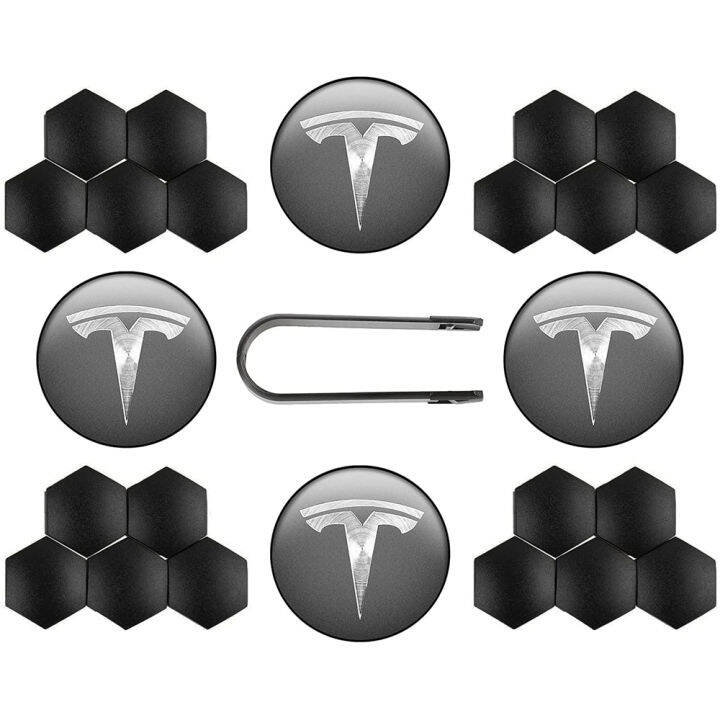 Decorative Wheel Center Hub Caps for Tesla Model 3SX Set of Tesla Logo ...
