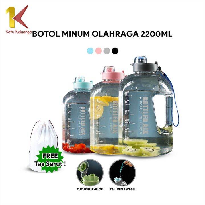 Satu Keluarga Botol Minum Transparan 2200ML C470 Tumblr Botol Gym Bottle BPA FREE / Tempat Botol ...