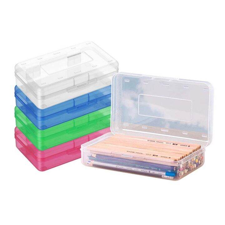 CHOCOL Plastic Pencil Case Stackable Transparent Storage Box Portable ...