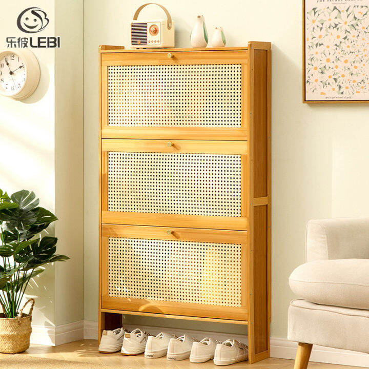 LEBI ตู้รองเท้าบางเฉียบประตูบ้านถังพลิกที่แขวนรองเท้าความจุมากประตู ...