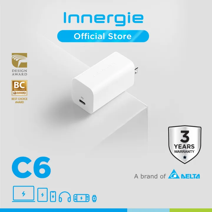 Innergie C6 USB-C Power Adapter 60 Watt GaN (Foldable plug) | Lazada.co.th