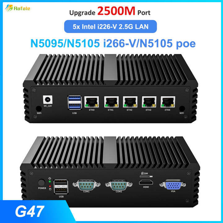 G47 5x Intel i226-V 2.5G LAN Fanless Mini PC Intel Celeron N5105 Soft ...