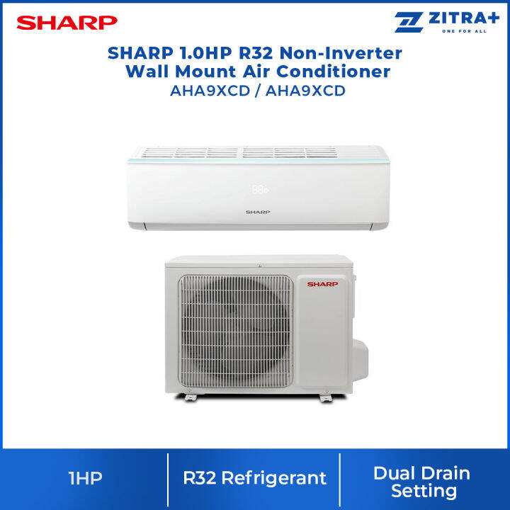 SHARP 1.0HP R32 Non-Inverter Wall Mount Air Conditioner AHA9XCD ...