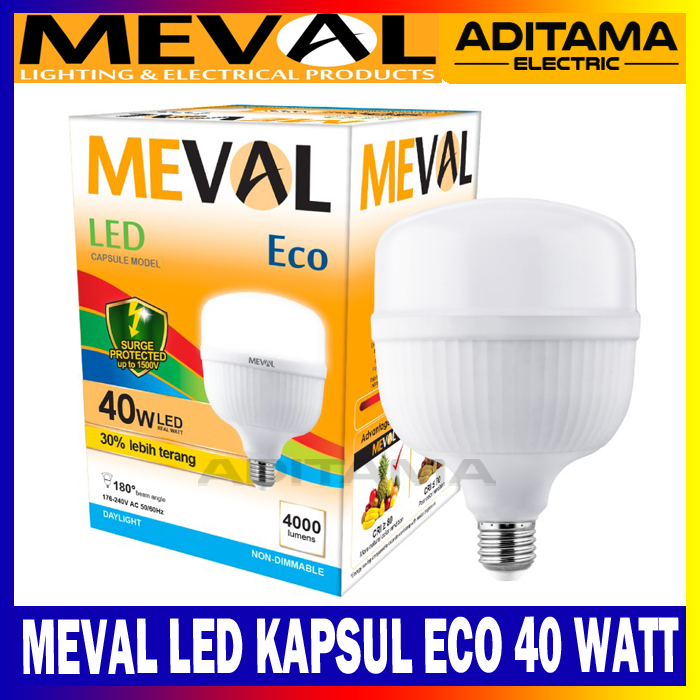 MEVAL LED KAPSUL ECO 40W WHITE/ LAMPU LED MEVAL KAPSUL ECO 40 WATT ...
