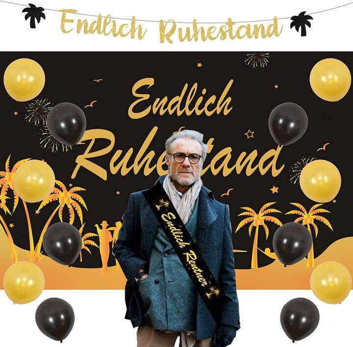CHEEREVEAL Retirement Decorations Black and Gold, Endlich Ruhestand ...