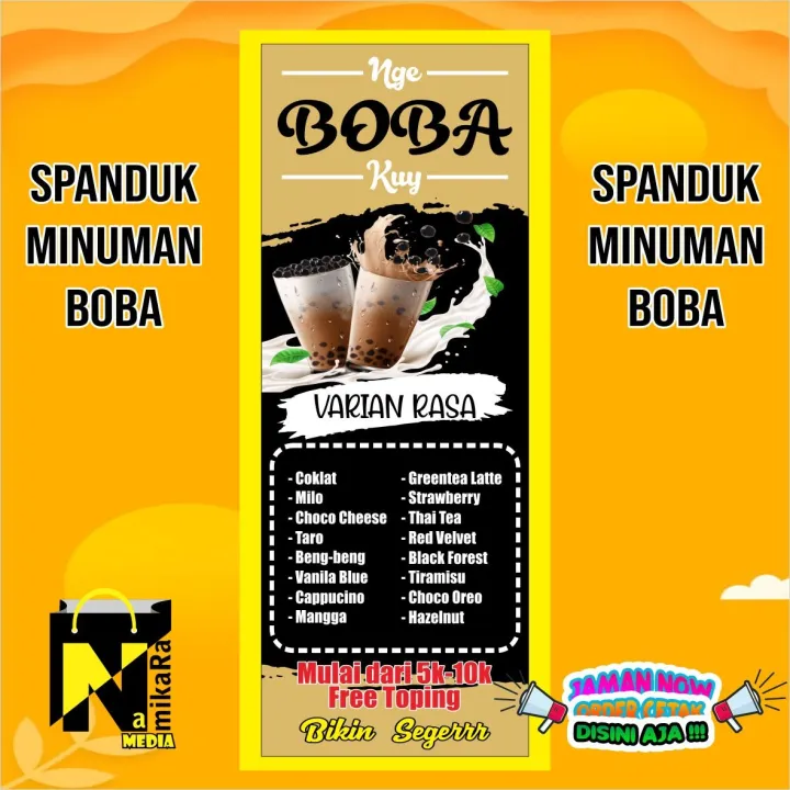 SPANDUK BANNER BACKDROP MINUMAN BOBA/CETAK SPANDUK MINUMAN BOBA MURAH ...