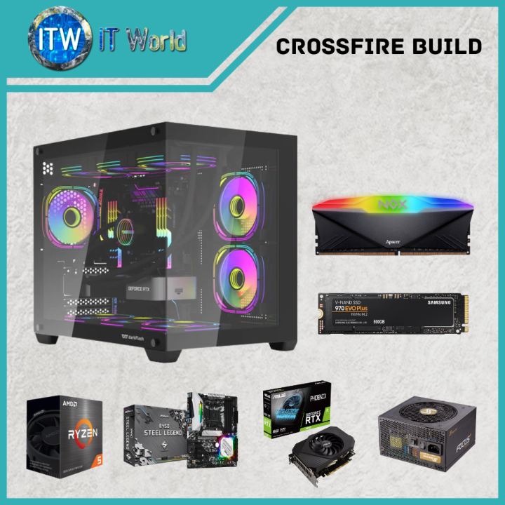Desktop Computer Set - Crossfire Build | 5500 | 3050 | B450 Steel ...