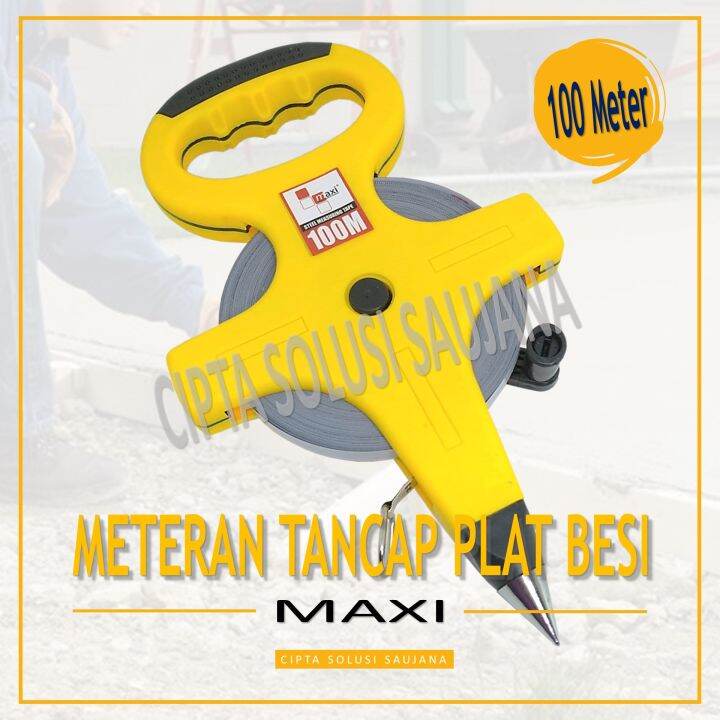 MAXI METERAN TANCAP 100 M METERAN TANAH METERAN PLAT BESI BODI FIBERGLASS ROLL METER ALAT UKUR ...