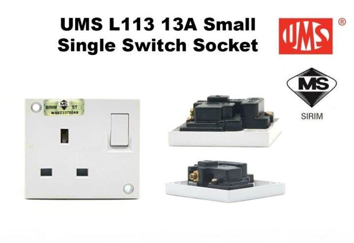 [MINI] UMS L113 13A Mini Logic Switch Socket Outlet 250V | Lazada