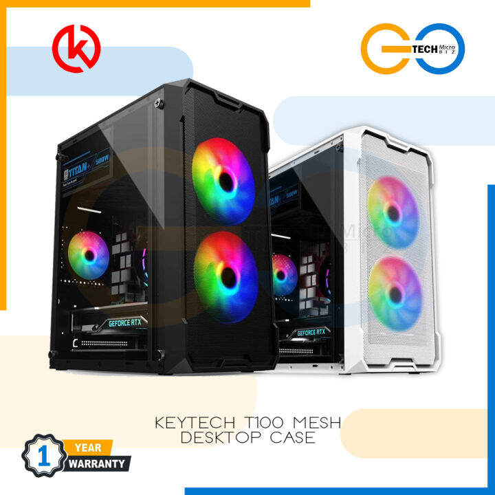 Keytech T100 Front Mesh Side Tempered Glass PC Case | Lazada PH