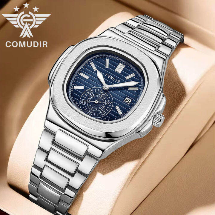 COMUDIR นาฬิกาสำหรับผู้ชายสวิสแท้ใหม่กันน้ำปฏิทินเรืองแสงนาฬิกาควอตซ์ ...