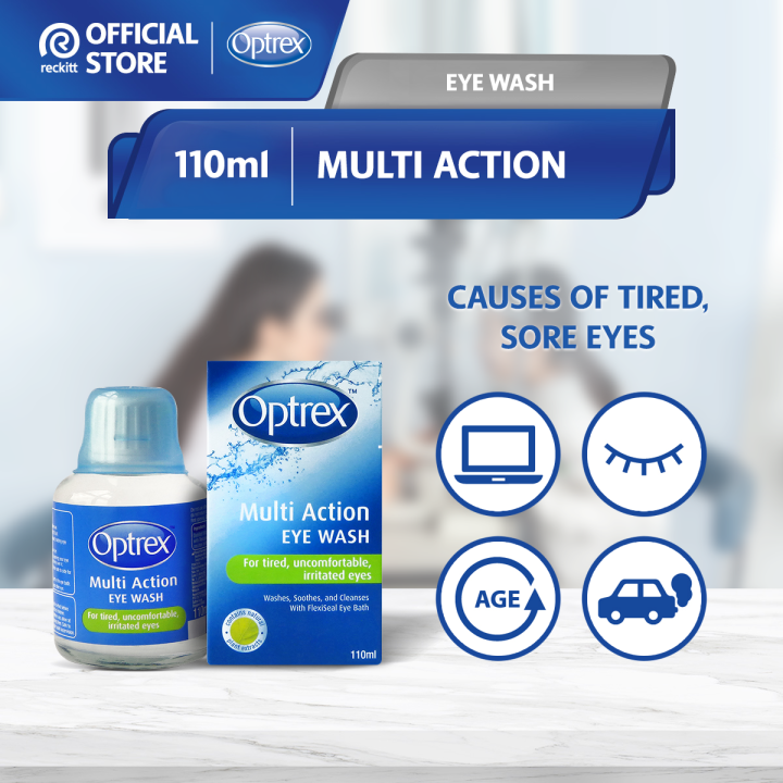 Optrex Multi Action Eye Wash 110ml (Eye Lotion for tired, uncomfortable ...