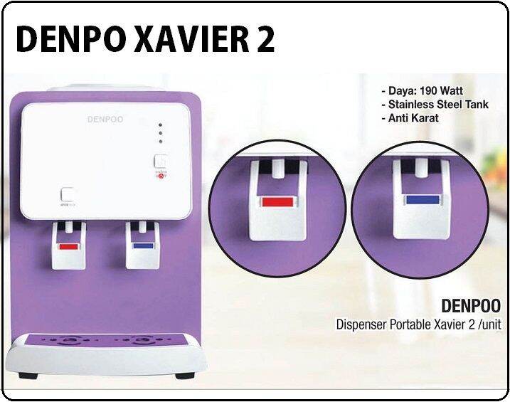 DENPO XAVIER 2 DISPENSER AIR MINUM 2 KERAN HOT& NORMAL DENGAN PENGUNCI ...