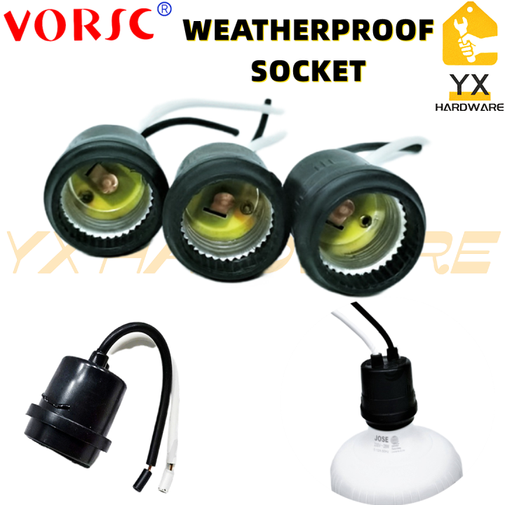 Vorsc E27 Weatherproof Rubber Socket Outdoor Lamp Socket Heavy Duty ...