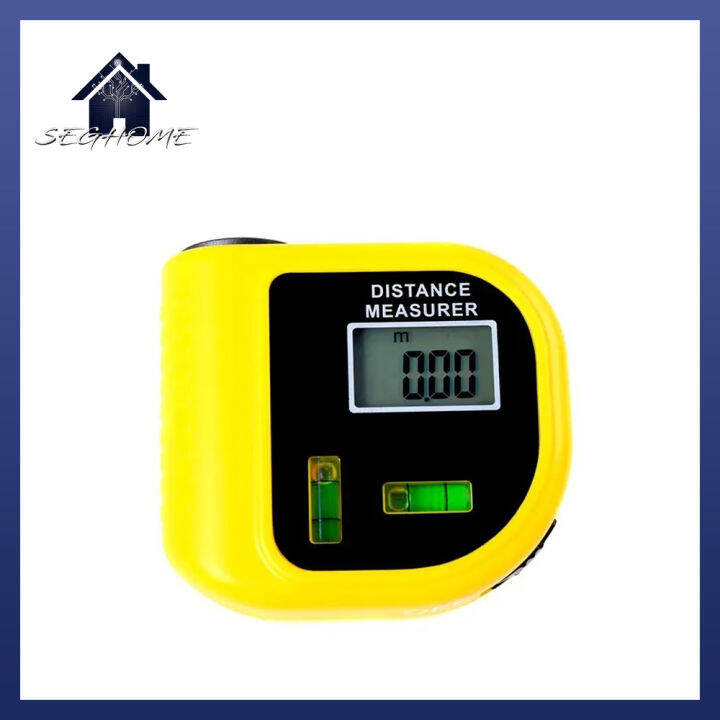 Mini 15 meters Ultrasonic Distance Measurer With Bubble Level LCD Laser ...