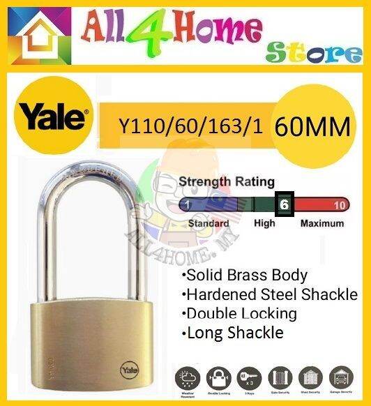 Yale 60mm Long Shackle Solid Brass Padlock Y110/60/163/1 | Lazada