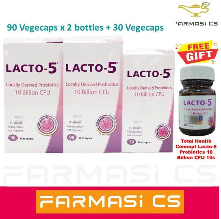Total Health Concept Lacto-5 Probiotics 10 Billion CFU 90 capsules x 2 ...