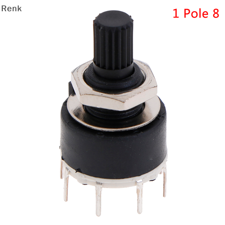Renk SR16MM ROTARY SWITCH 2 POLE 3 4 position 1 POLE 5 6 8ตำแหน่ง Axis ...