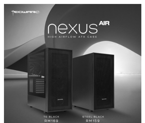# TECWARE Nexus Air - Mid Tower High Airflow ATX Case # [STEEL BLACK/T ...